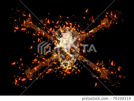 Skull explodes and debris scatters - Stock Illustration [70109319] - PIXTA