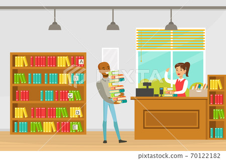 Man Carrying Stack of Books, Librarian... - Stock Illustration ...