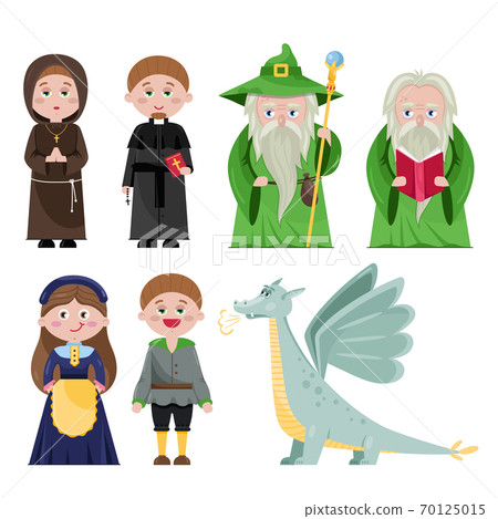 Set of magical characters on white - Stock Illustration [70125015] - PIXTA