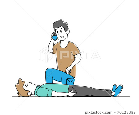 Emergency Call to Ambulance, First Aid Help.... - Stock Illustration ...