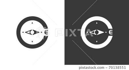 Compass east direction. Isolated icon on black... - Stock Illustration ...