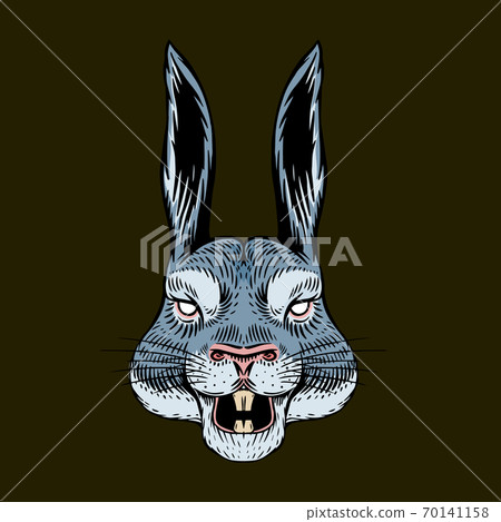 Screaming Hare or mad rabbit for tattoo or... - Stock Illustration ...