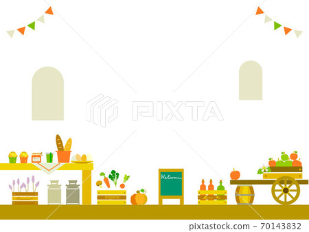 European style natural market background... - Stock Illustration ...