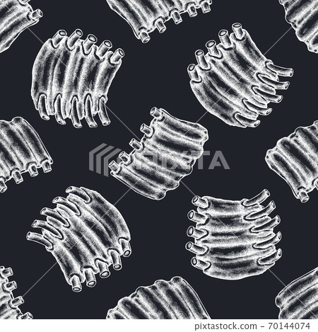 Seamless pattern with hand drawn chalk Pork ribs - Stock Illustration ...