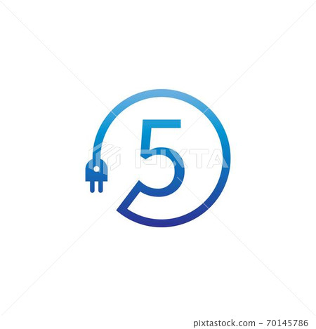 Power cable forming number 5 logo - Stock Illustration [70145786] - PIXTA