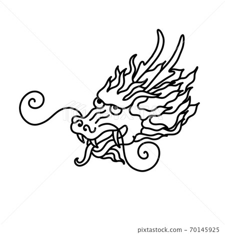 chinese dragon doodle icon, vector line... - Stock Illustration ...