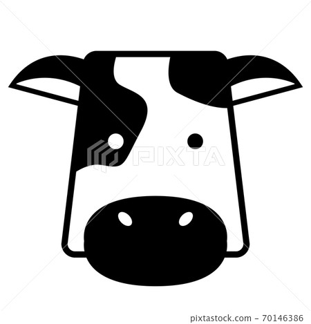 Silhouette icon Ushi Cow Cow Ox Animal Face... - Stock Illustration ...