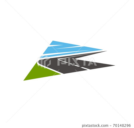 Highway road isolated vector two lane pathway icon - Stock Illustration ...