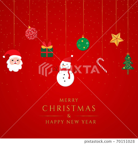 Christmas banner red background cartoon design. - Stock Illustration ...