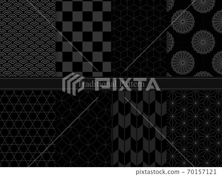 Set of black Japanese pattern - Stock Illustration [70157121] - PIXTA