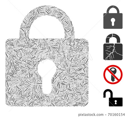Line Lock Icon Vector Collage - Stock Illustration [70160154] - PIXTA