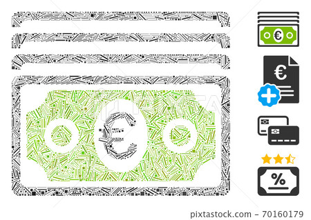 Linear Euro Banknotes Icon Vector Collage - Stock Illustration ...