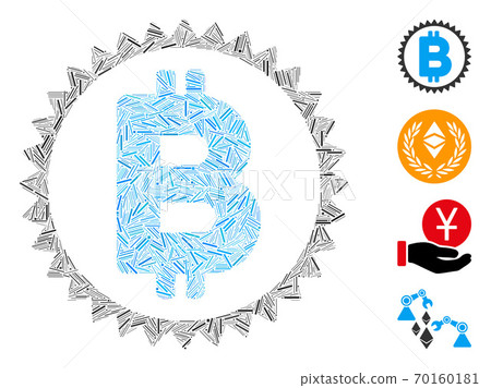 Linear Bitcoin Medal Coin Icon Vector Collage - Stock Illustration ...