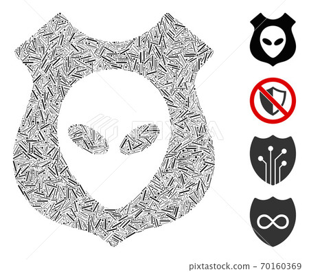 Line Alien Shield Icon Vector Mosaic - Stock Illustration [70160369 ...