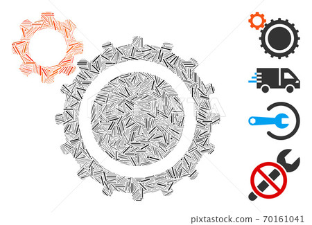Linear Gears Icon Vector Collage - Stock Illustration [70161041] - PIXTA