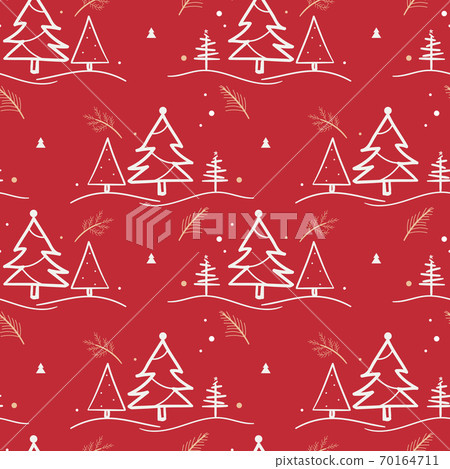 Christmas tree seamless pattern on red background - Stock Illustration ...