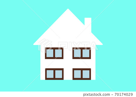 Illustration of a simple house. Light blue... - Stock Illustration ...