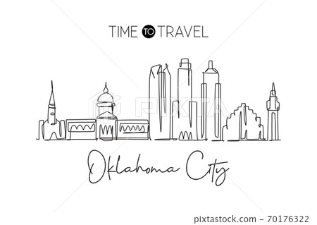 One single line drawing of Oklahoma city... - Stock Illustration ...