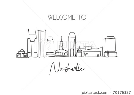 Single continuous line drawing of Nashville... - Stock Illustration ...