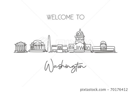 One continuous line drawing of Washington city... - Stock Illustration ...