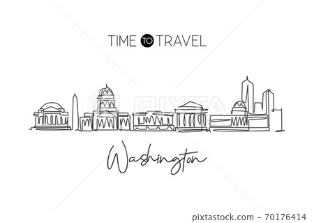 One single line drawing of Washington city... - Stock Illustration ...