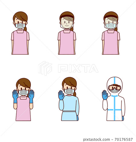 Female nurse in various upper body poses 01 - Stock Illustration ...