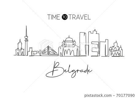 One single line drawing of Belgrade city... - Stock Illustration ...