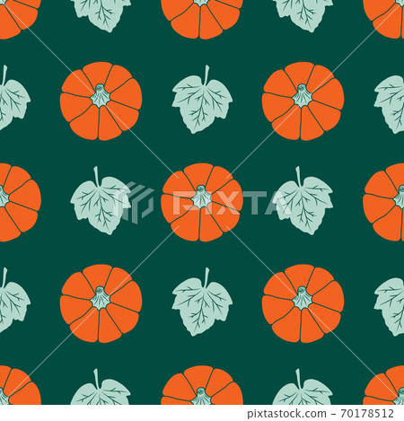 Pumpkins and leaves on a deep teal color... - Stock Illustration ...