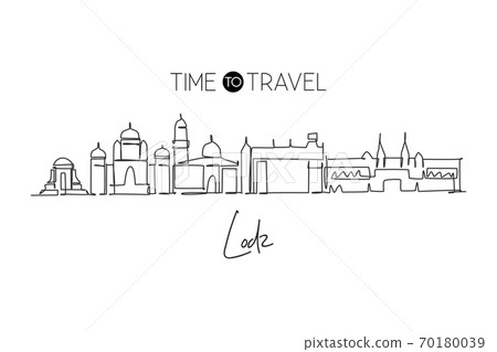 One continuous line drawing of Lodz city... - Stock Illustration ...