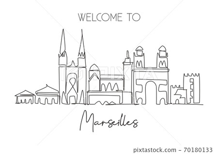 One single line drawing Marseilles city... - Stock Illustration ...