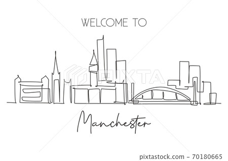 Single continuous line drawing of Manchester... - Stock Illustration ...