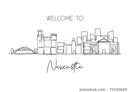 One continuous line drawing of Newcastle city... - Stock Illustration ...