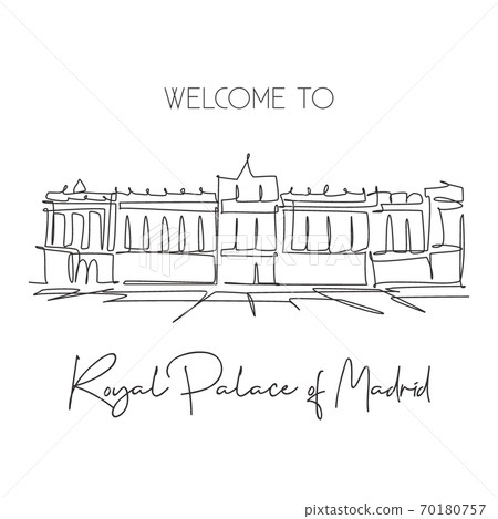 Single continuous line drawing Royal Palace of... - Stock Illustration ...