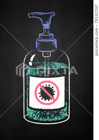 Chalk drawn illustration of sanitizer bottle - Stock Illustration ...