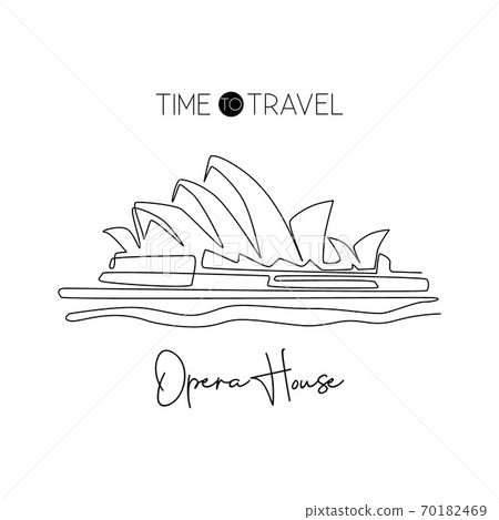 Single continuous line drawing Opera House... - Stock Illustration ...