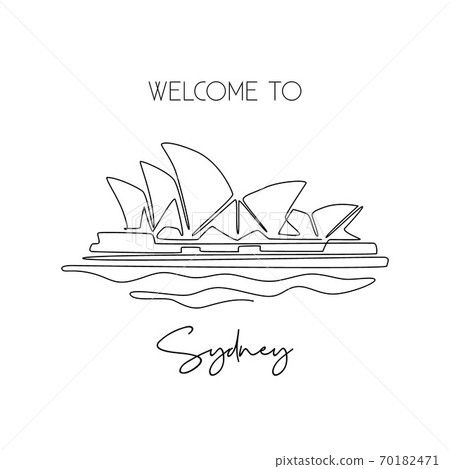 Single one line drawing Opera House. Iconic... - Stock Illustration ...