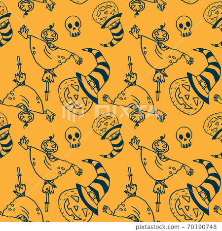 Pumpkin jack and scarecrow seamless pattern - Stock Illustration ...