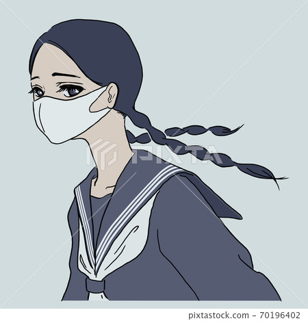 [Showa retro style] High school girl wearing a... - Stock Illustration ...