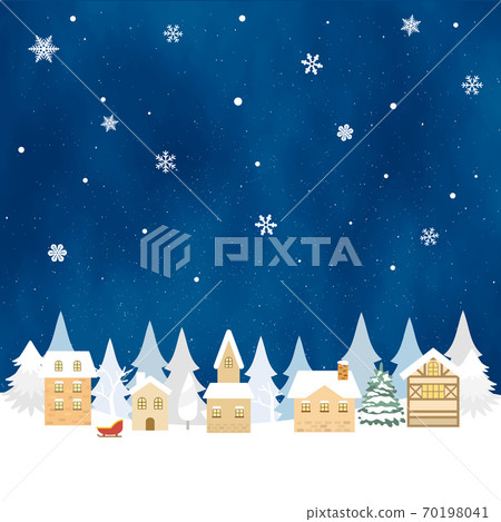 Snow scene city landscape illustration blue - Stock Illustration ...