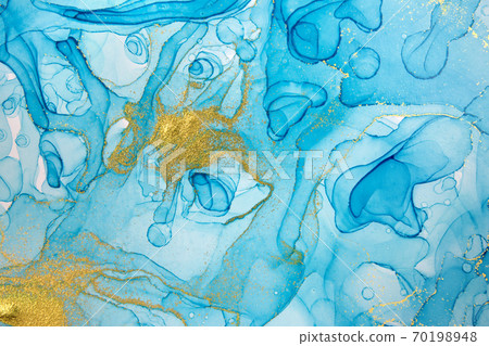 Alcohol ink blue transparent background. Ocean... - Stock Illustration ...