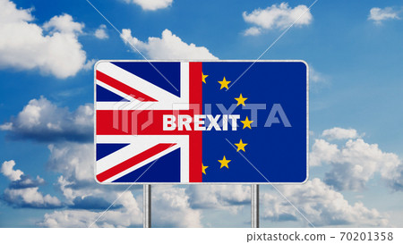 Brexit Concept. Road Sign With Half of European... - Stock Illustration ...