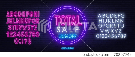 Total sale neon sign on dark background.... - Stock Illustration ...