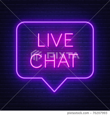 Live chat neon sign on dark background. - Stock Illustration [70207993 ...