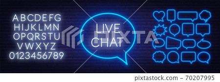 Live chat neon sign on dark background. - Stock Illustration [70207995 ...