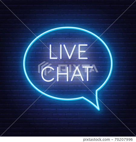 Live chat neon sign on dark background.-插圖素材 [70207996] - PIXTA圖庫