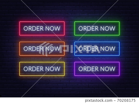 Order now neon sign on a brick background.... - Stock Illustration ...