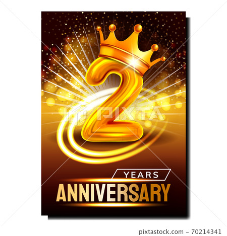 Two 2 Years Anniversary Promotional Banner Vector - Stock Illustration ...