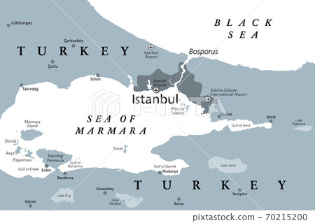 The Bosporus or Bosphorus, political map. The... - Stock Illustration ...