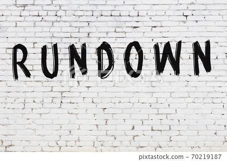 Inscription rundown painted on white brick wall - Stock Illustration ...