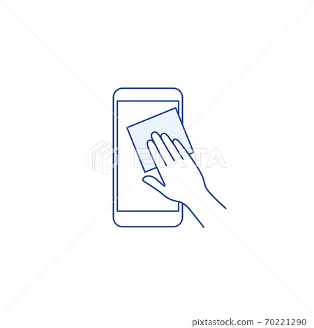 Phone surface disinfection thin line icon.... - Stock Illustration ...